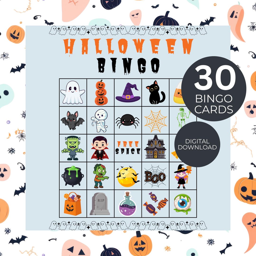 Halloween Bingo Game: 30 Unique Printable Cards (PDF) - Etsy