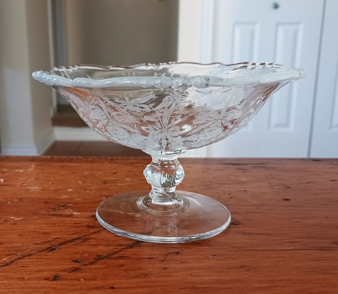 Heisey Compote - Waverly Line - With the Orchid Etch - Etsy