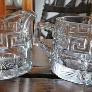 Heisey Glass Sugar and Creamer Set With Greek Key / Grecian Border ...