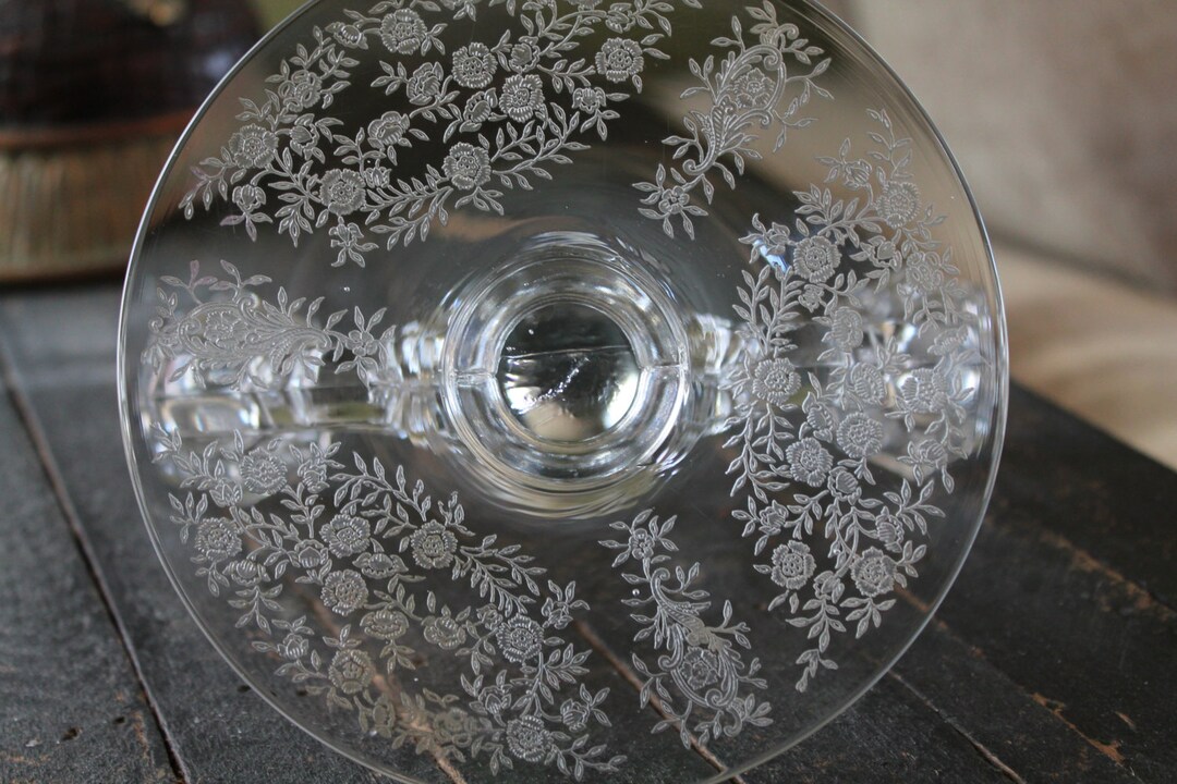 Heisey Trident Candle Holder / Candleholder With the Belle Le Rose Etch ...