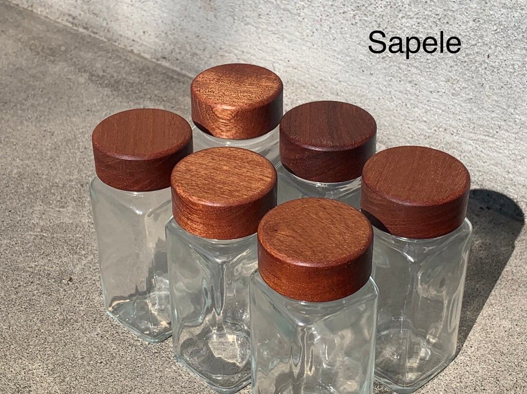 6-pack Wooden Screw-top Spice Jar Lids - Etsy