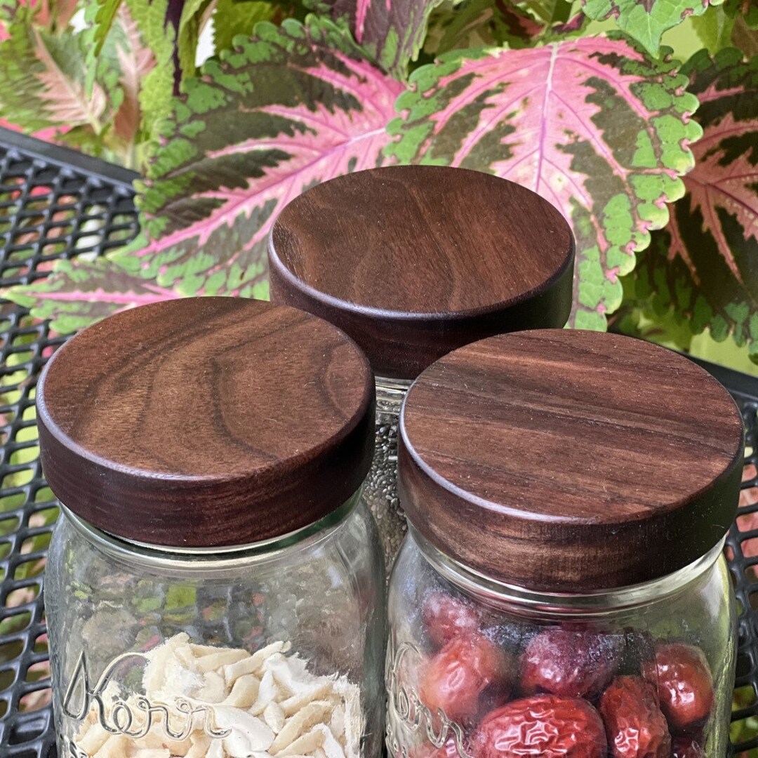 3-pack Regular Mouth Wooden Screw-top Mason Jar Lids - Your Choice of ...