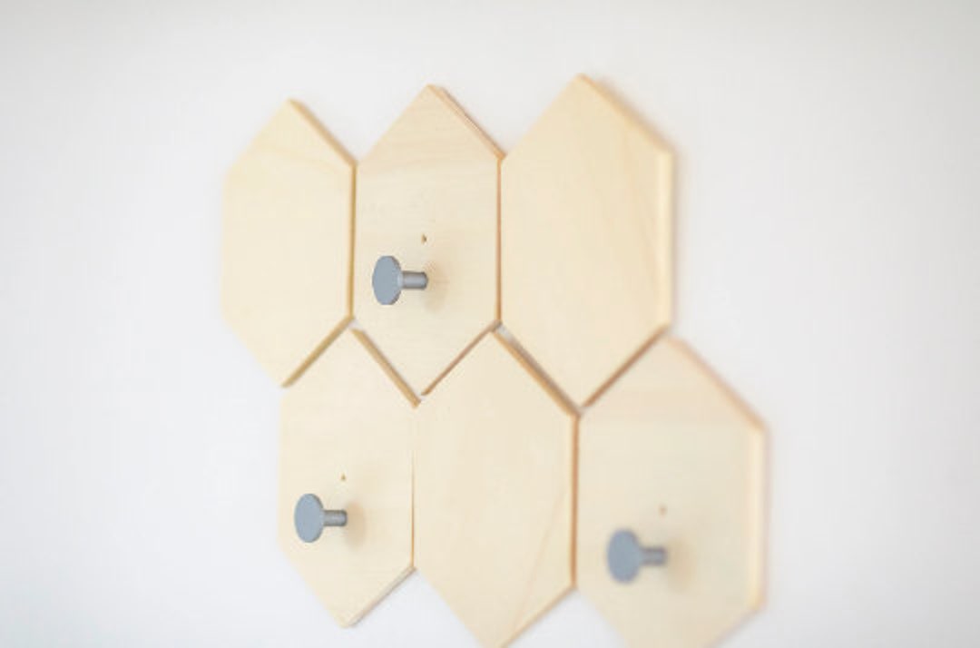CUSTOM Wall Hooks SET, Beehive Hexagon Clothes Rack, Modern Coat Hook ...