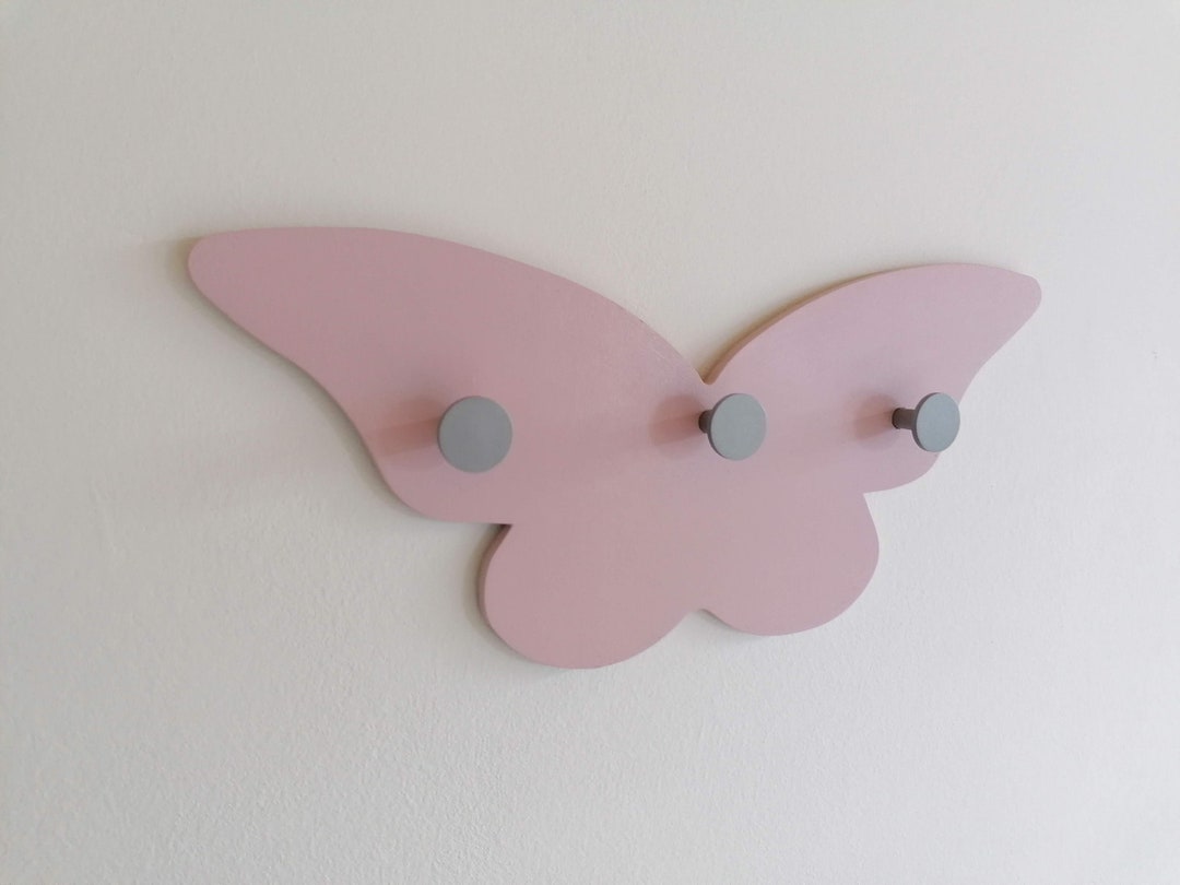 Dusty Pink Butterfly Wall Hook Board. Girls Nursery Wall Hook. Baby ...