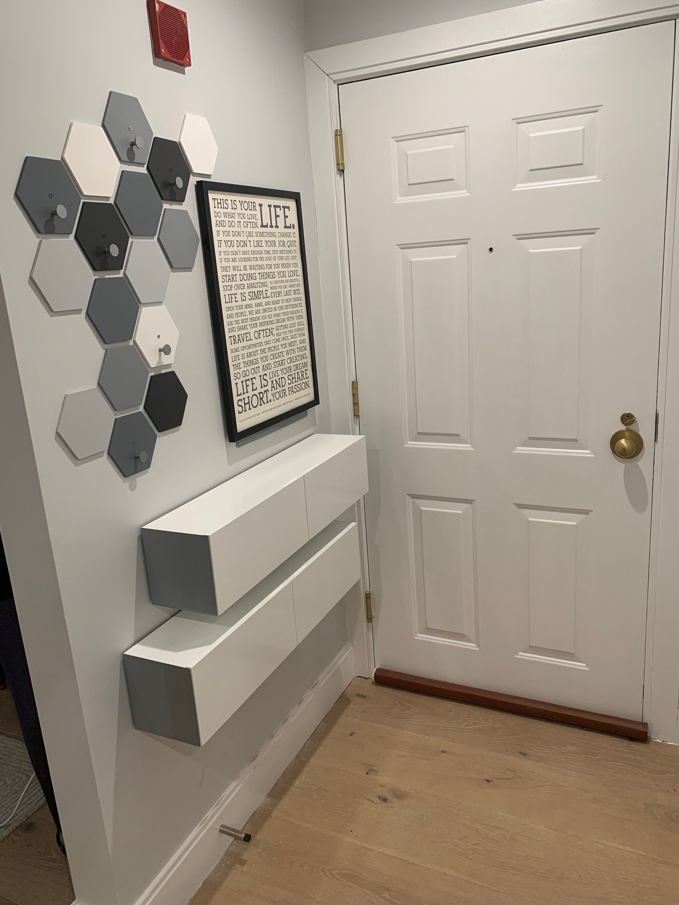 Hexagon Coat Rack Wall Mount, Entryway Shoe Rack, Custom Set & Colors ...
