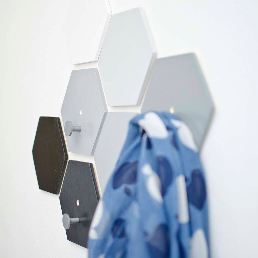Modern Hexagon Wall Hooks Set for Bathroom, Entryway, Coat Hanging ...