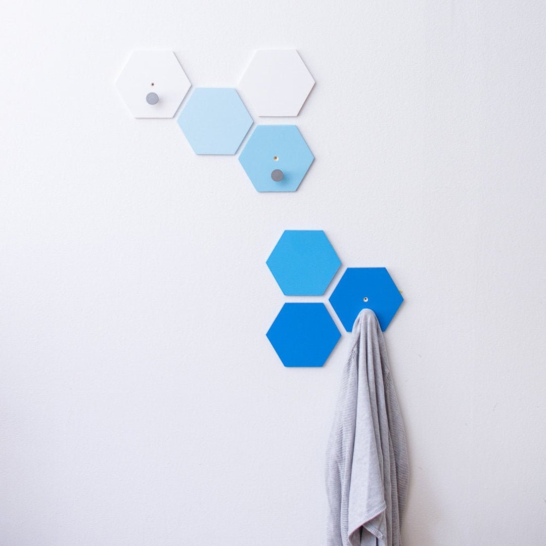 Blue Ombre Honeycomb Wall Hook: Modern Hexagon Coat Hanger - Etsy