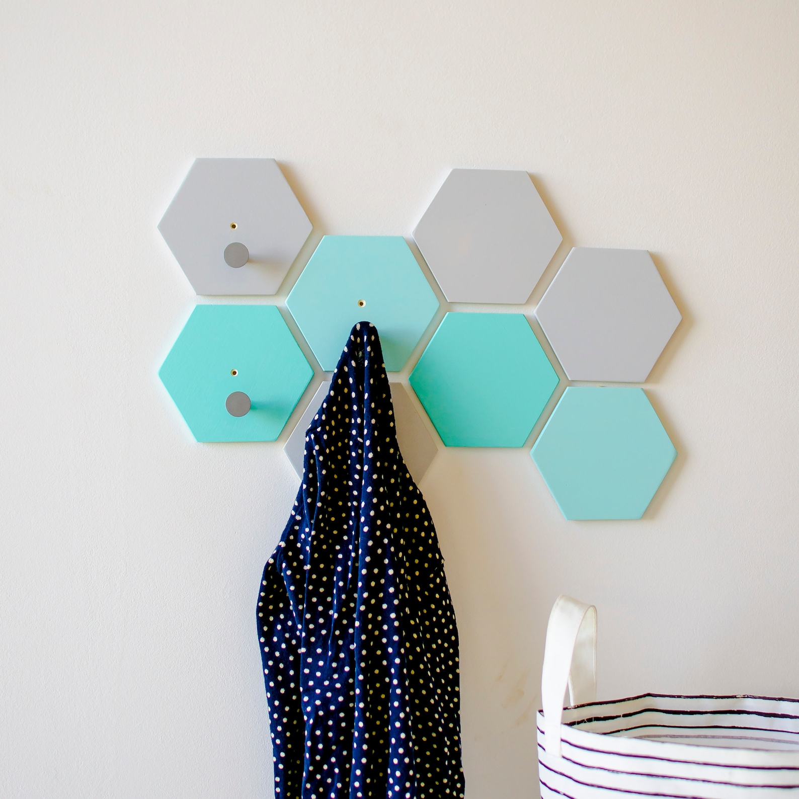 CUSTOM Modern Coat Hook Set, Hexagon Wall Hooks, Mens's Clothes Rack ...