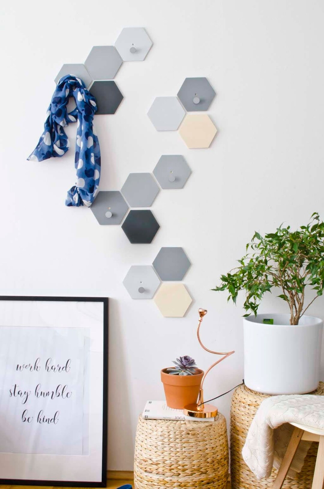 Hexagon Wall Hooks Set: Modern Entryway Coat Hooks - Etsy