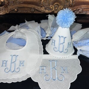 Embroidered Monogram Banner-wall Banner for First Birthday-monogram Bib ...