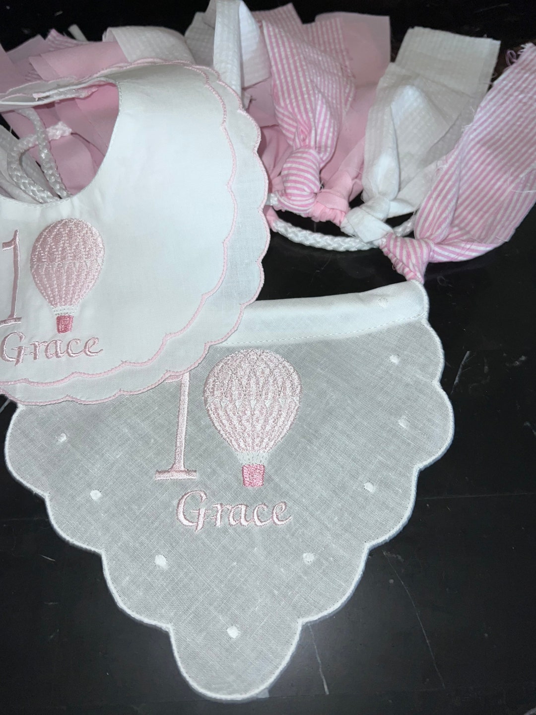 Personalized Hot Air Balloon Girls First Birthday Bib-white Double ...