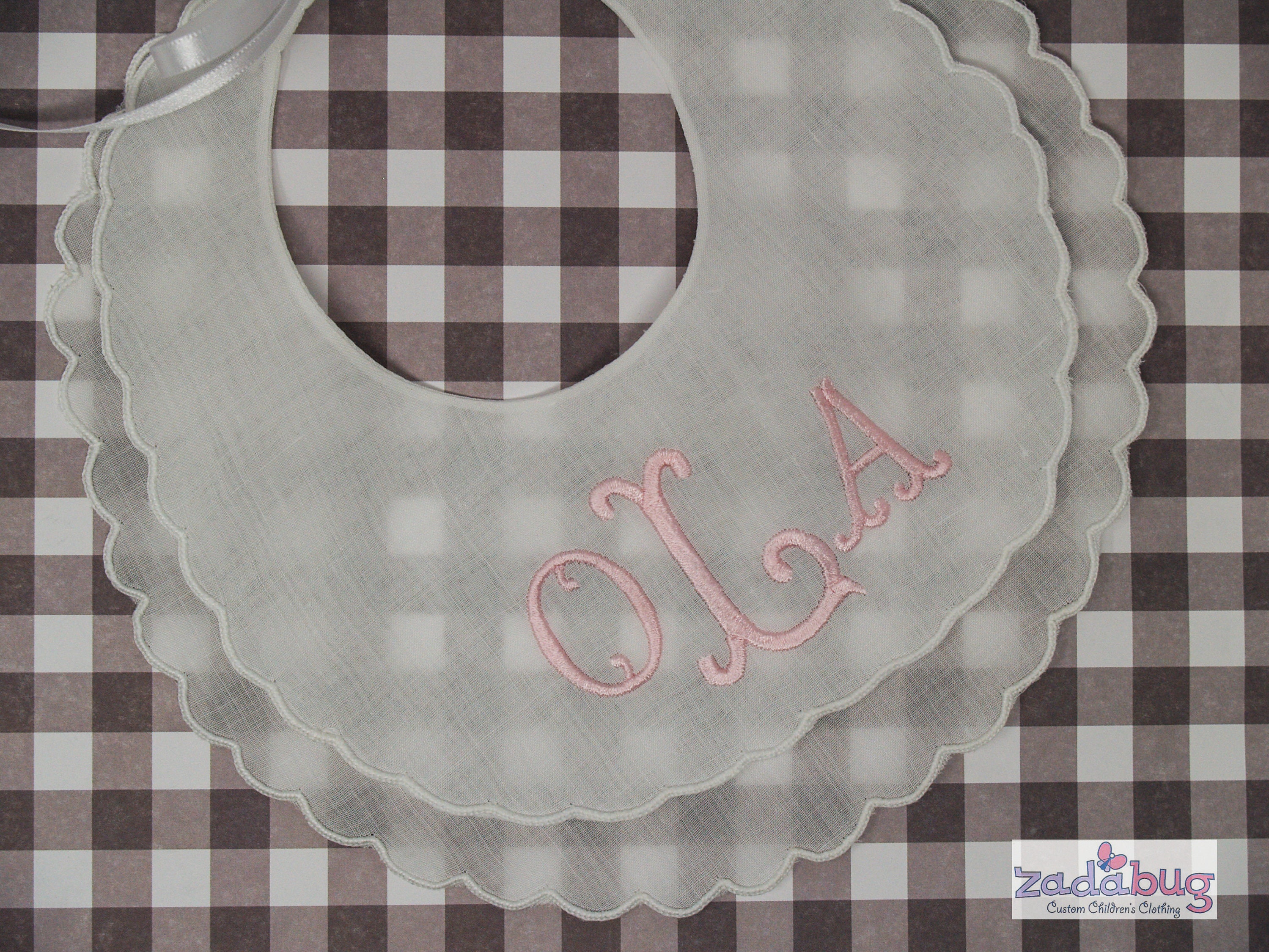 Personalized Monogrammed Baby Girl or Boy Bib-Double Scalloped | Etsy