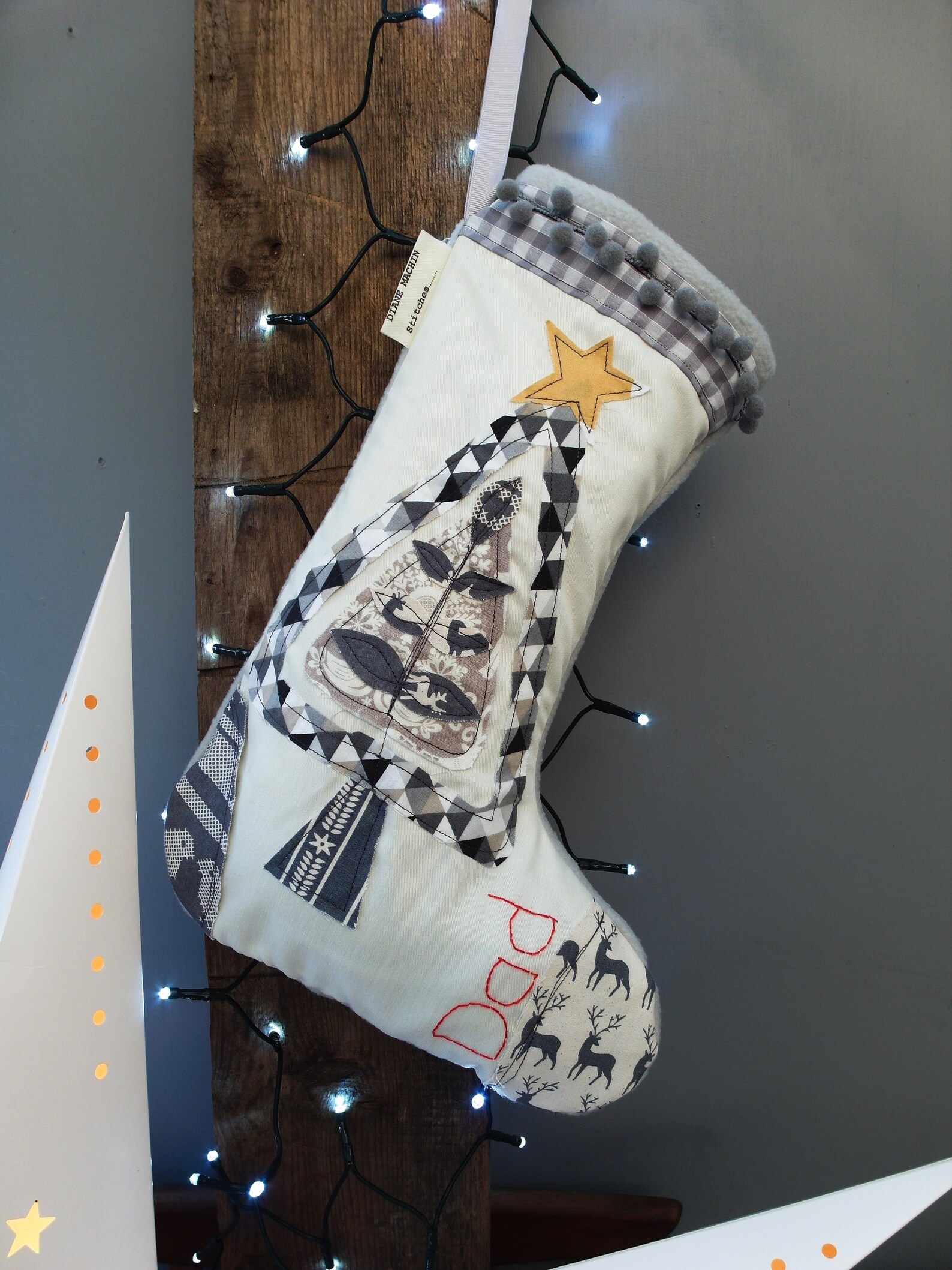 Personalized Grey Gray Christmas Stockings. GENUINE HANDMADE. | Etsy