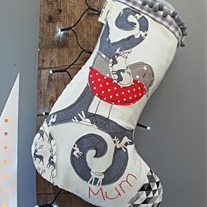 Personalized Grey Gray Christmas Stocking. Genuine Handmade Luxury ...