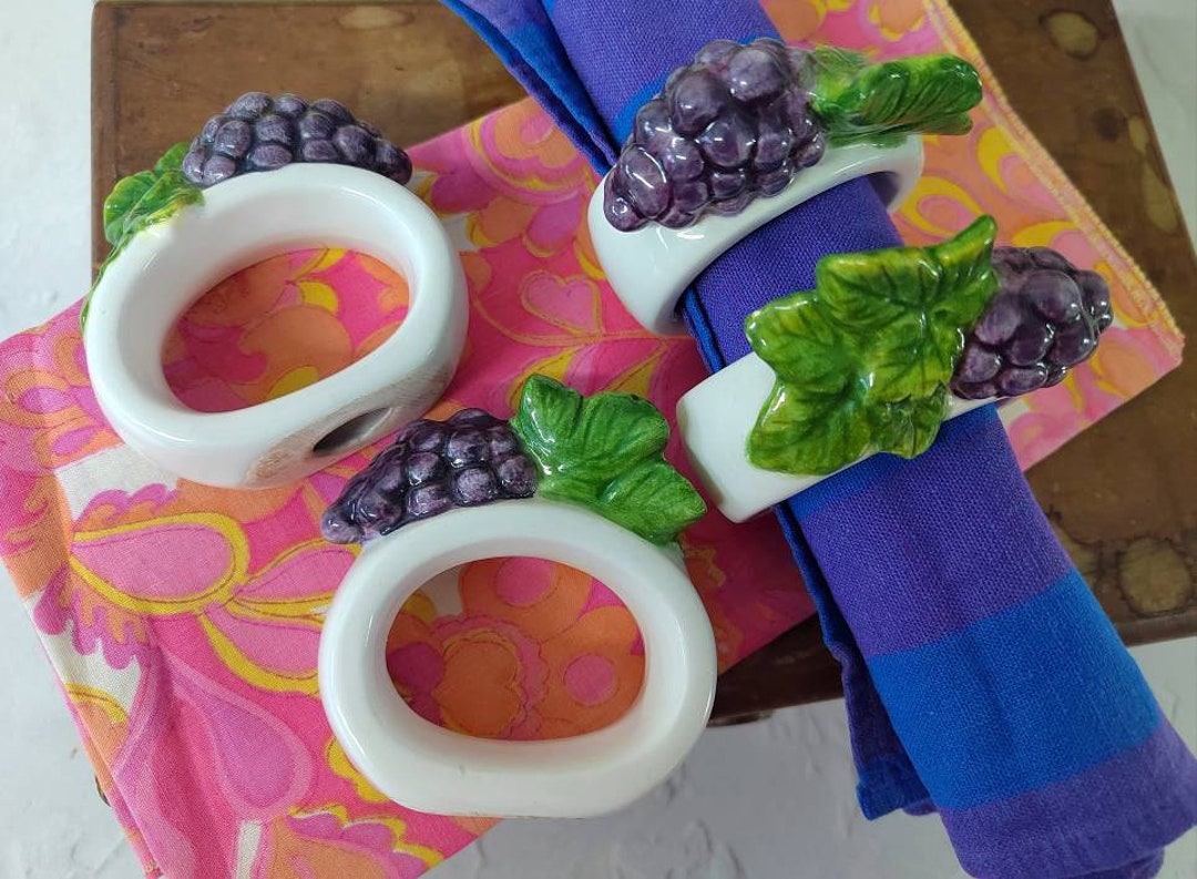 Vintage Ceramic Japanese Grape Vine Napkin Rings - Etsy
