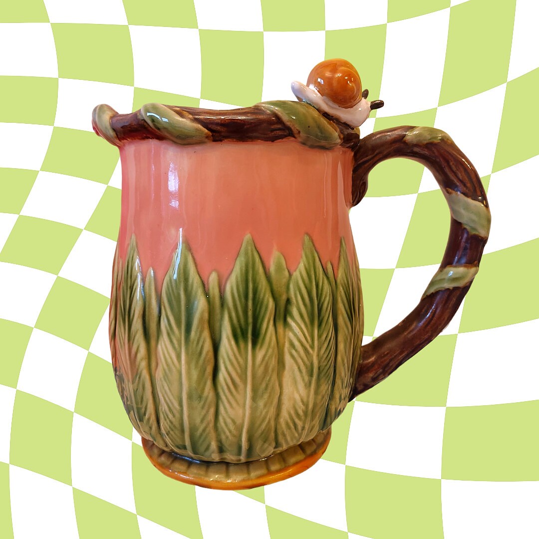 Vintage Wanjiang Pottery Majolica Jug With Ferns and Snail Design - Etsy
