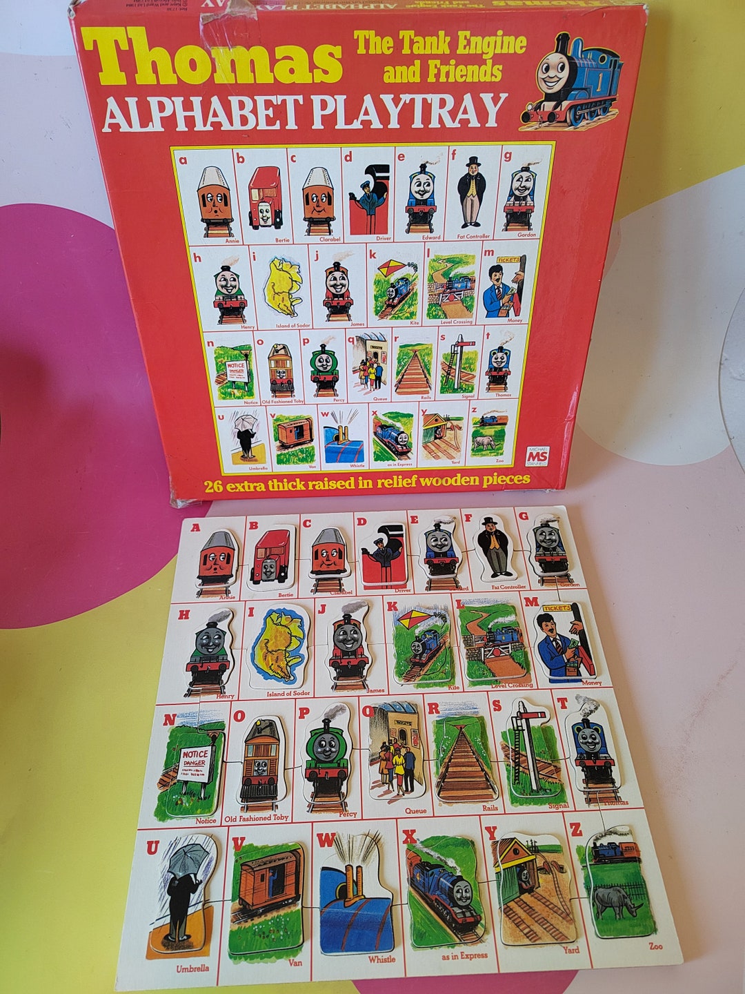Vintage Thomas the Tank Engine Alphabet Play Tray Wooden Puzzle - Etsy