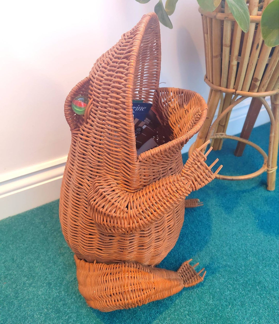 Vintage Mid Century Modern Wicker/ Rattan Frog Magazine - Etsy