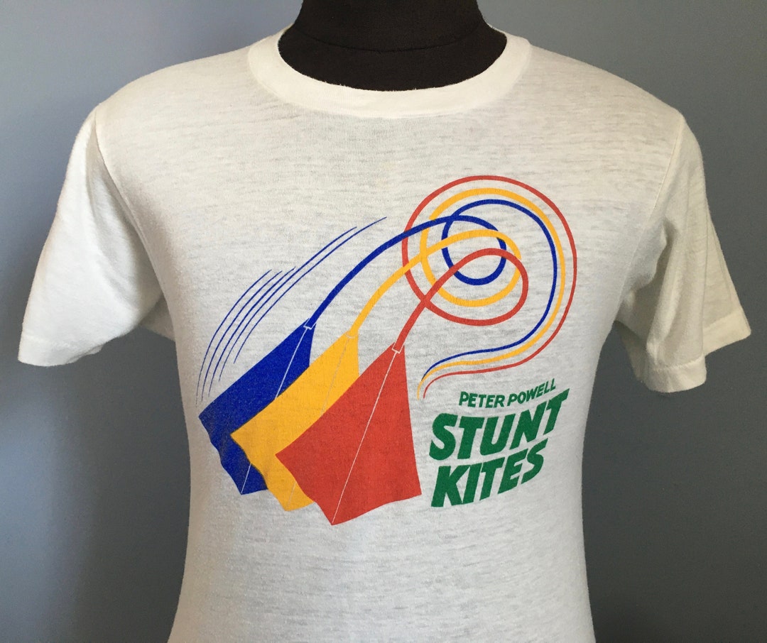 80s Vintage Peter Powell Stunt Kites Kite Flying Toy Brand Crew Promo T ...