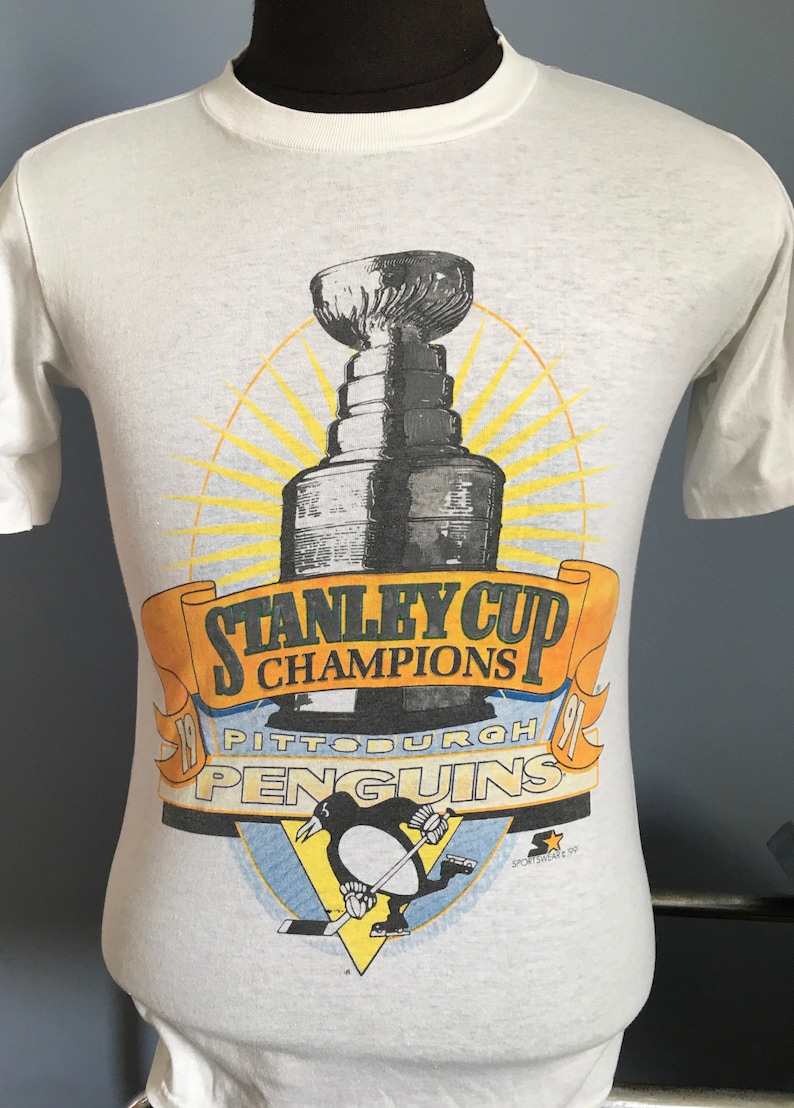 90s Vintage Pittsburgh Penguins 1991 Stanley Cup Champions NHL Hockey ...