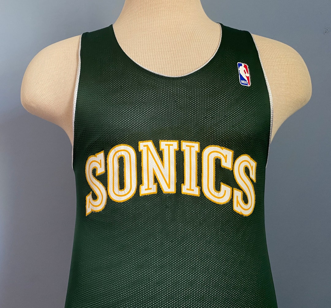 90s Vintage Seattle Supersonics Super Sonics #43 Nba Basketball Alleson Athletic Reversible ...