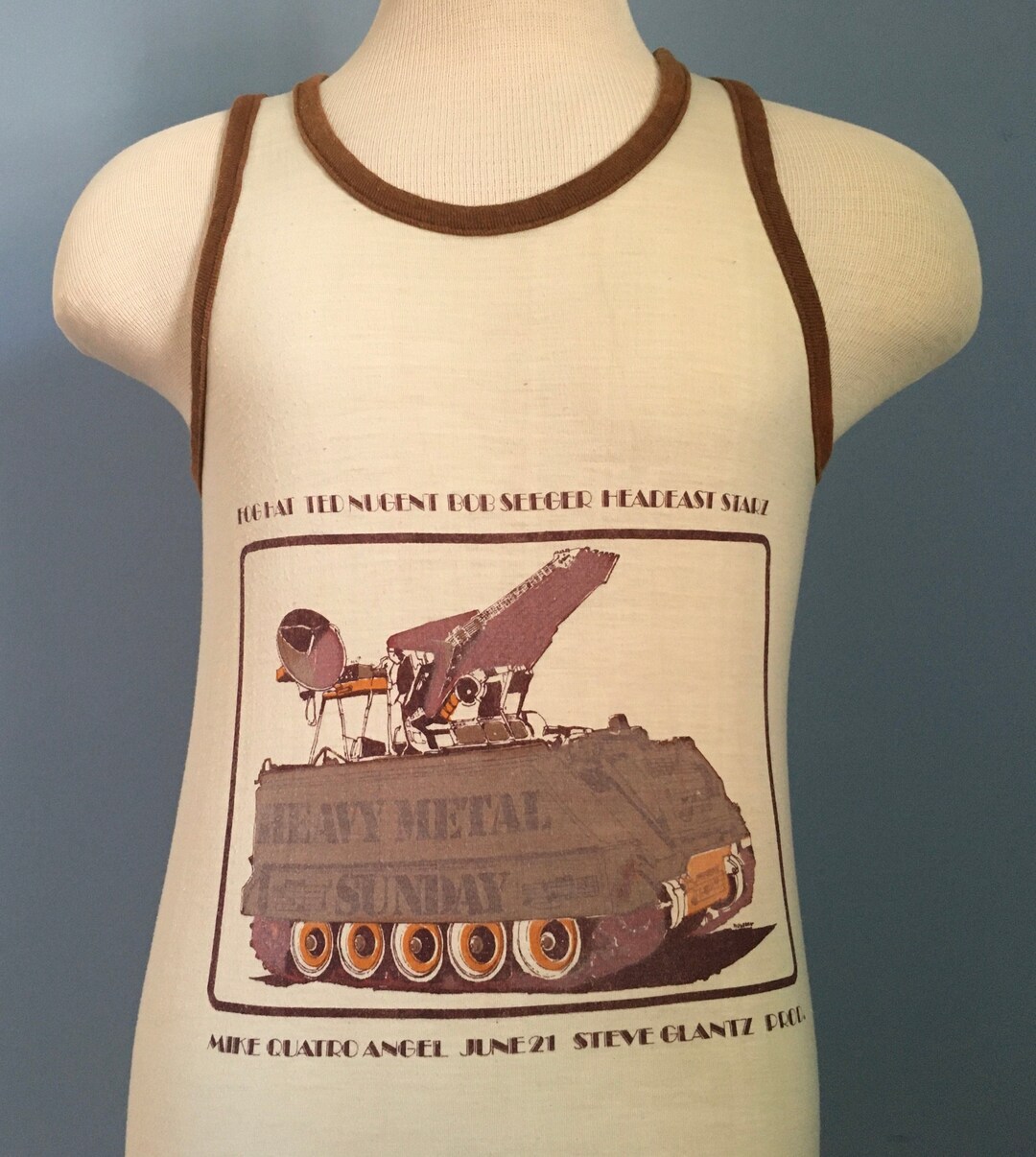 Vintage 70s Heavy Metal Sunday Concert Tank Top: 1976 Bob Seger, Foghat ...