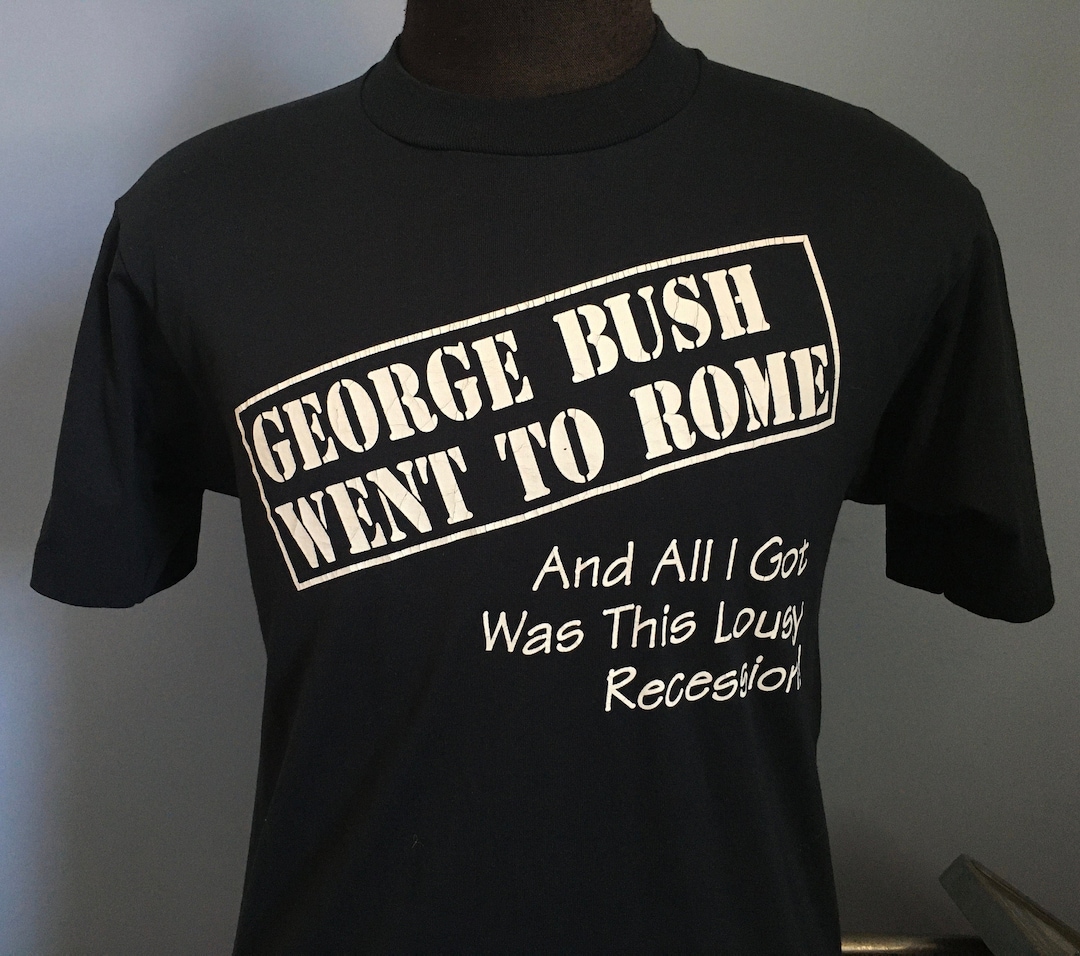 Vintage 90s George Bush Comedy T-shirt - 1990-1991 Anywhere but America ...