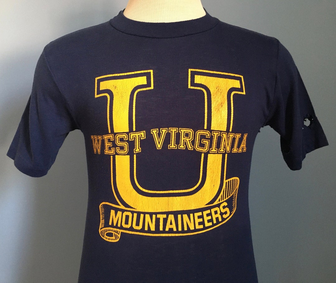 80s Vintage WVU West Virginia University Mountaineers Ncaa College T ...
