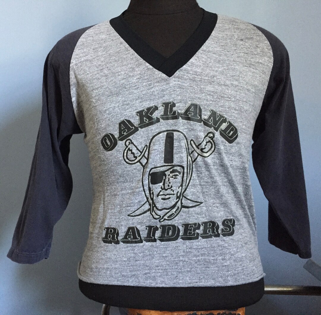 80s Vintage Oakland Raiders Los Angeles Nfl Football Raglan Cropped ...