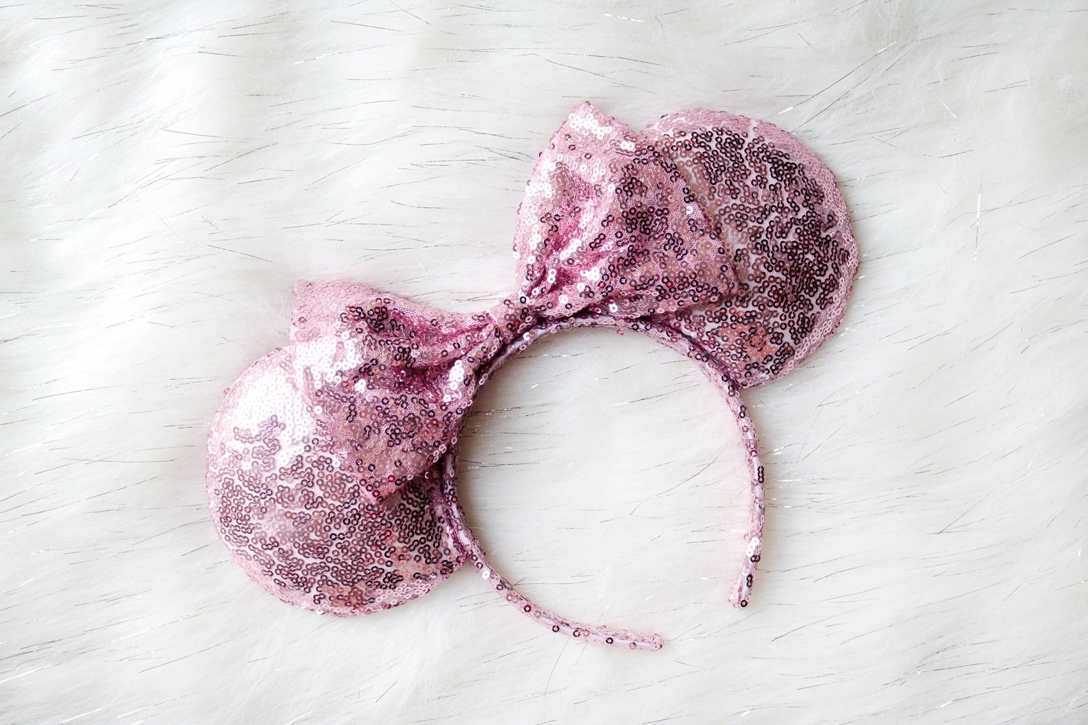 Light Pink Sequin Minnie Mouse Earssequin Minnie Mouse Ears - Etsy