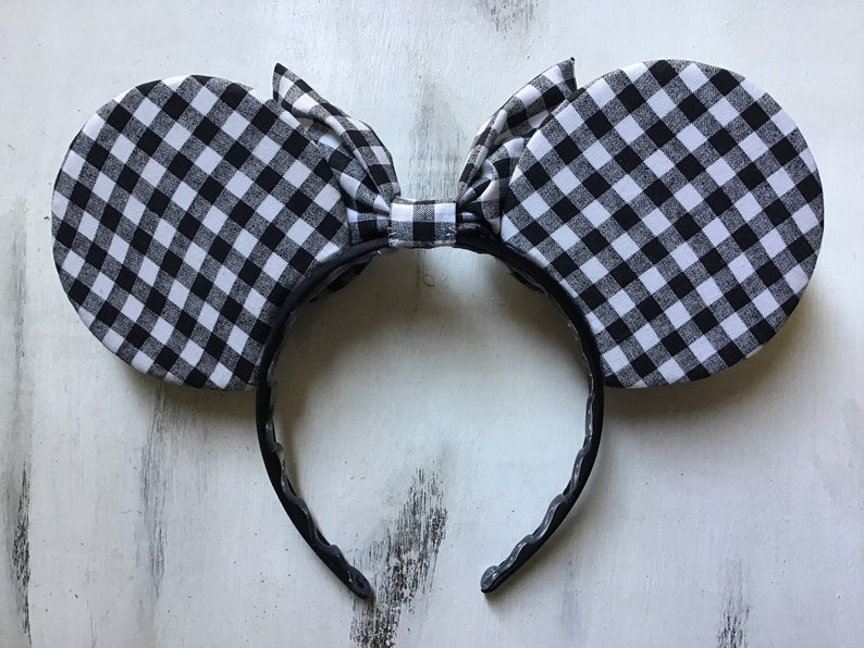 Black & White Buffalo Plaid Checkered Minnie Mouse | Etsy