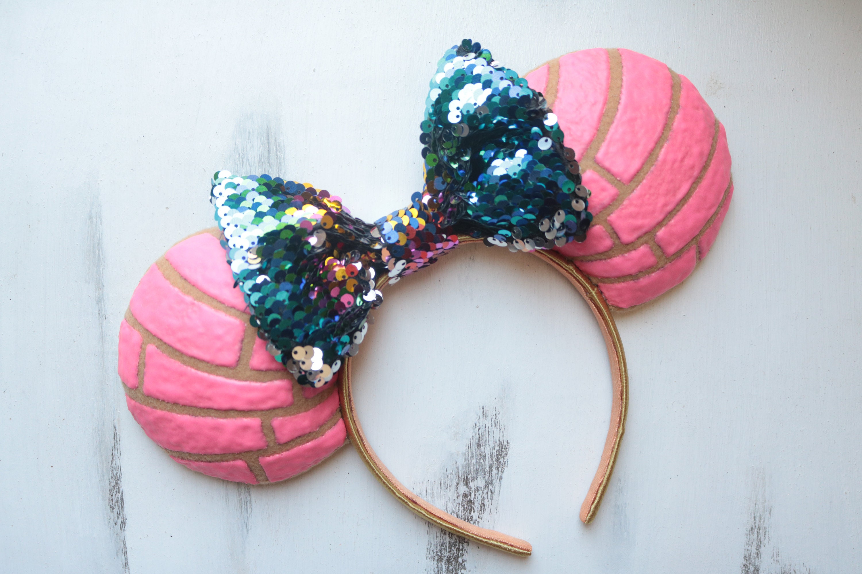 Pink Concha Minnie Ears, Food Minnie Ears, Pan Dulce Ears, Concha ...