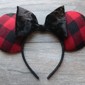 Red & Black Plaid Buffalo Ears, Holiday Ears,buffalo Check Minnie Ears ...