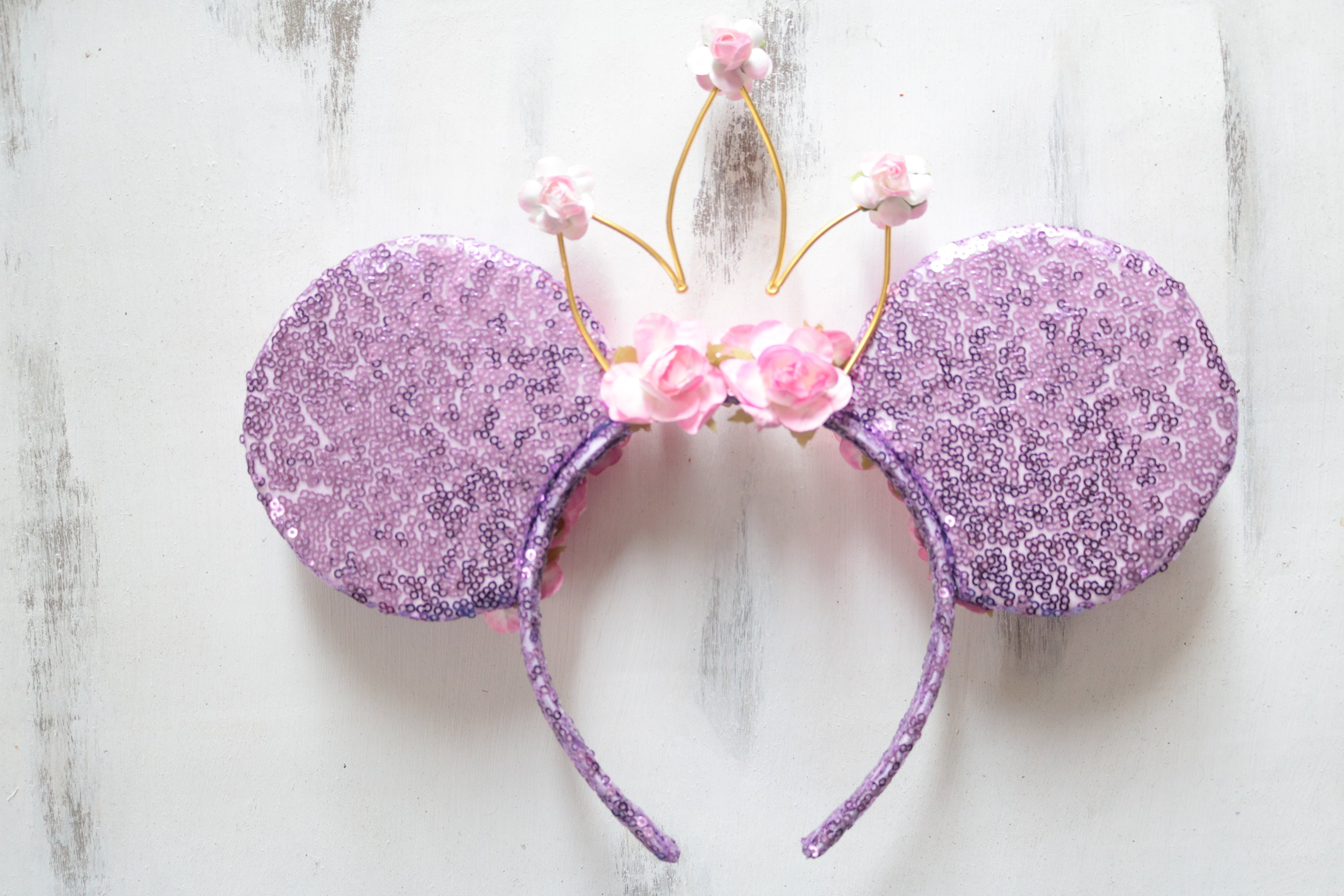 Rapunzel Inspired Minnie Mouse Ears With Crown Pink Floral | Etsy