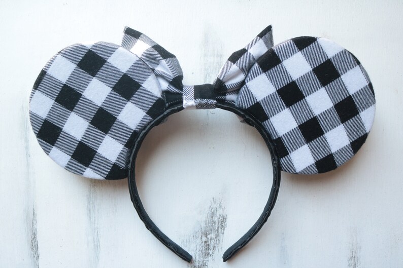 Black & White Buffalo Plaid Checkered Minnie Mouse | Etsy