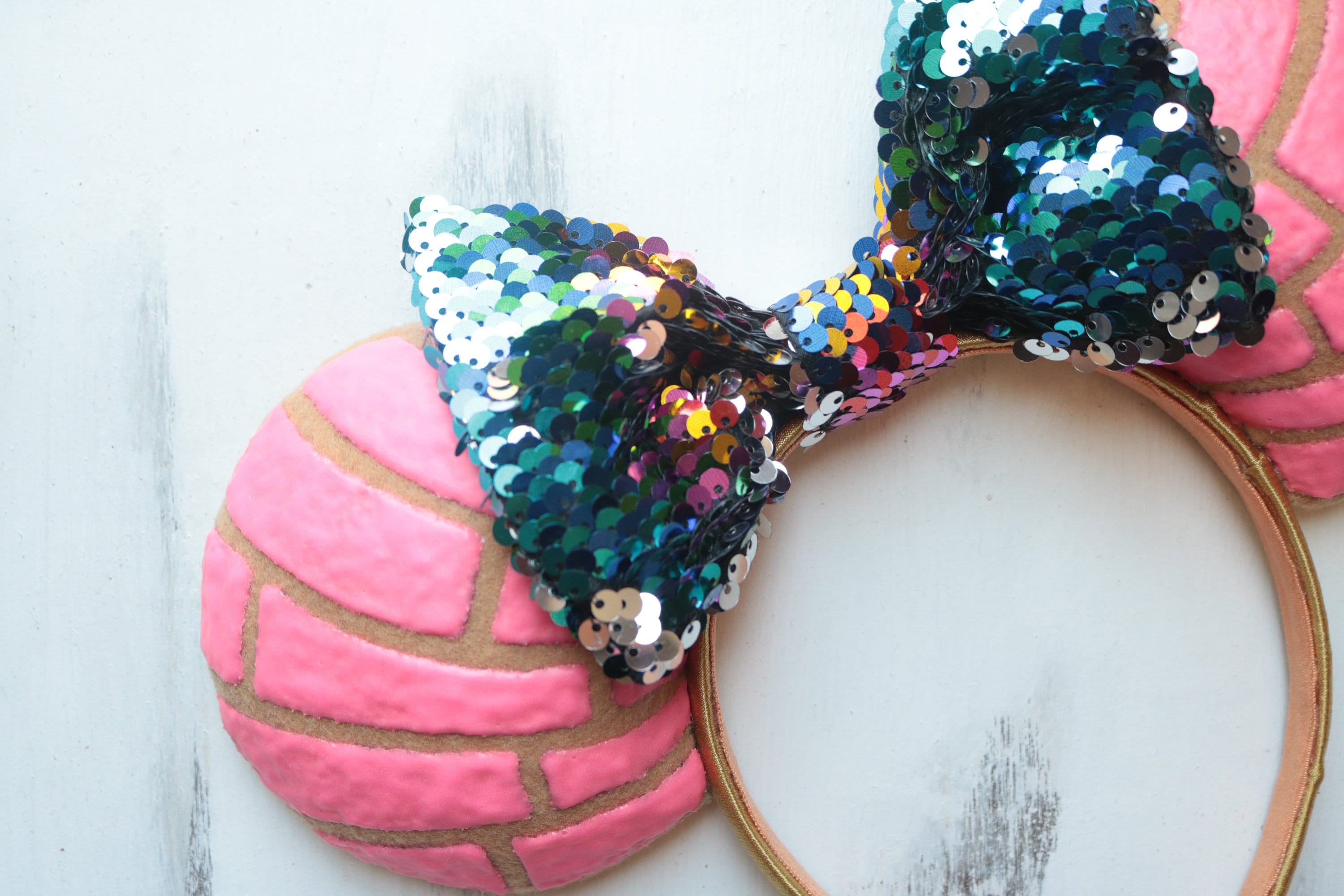 Pink Concha Minnie Ears, Food Minnie Ears, Pan Dulce Ears, Concha ...