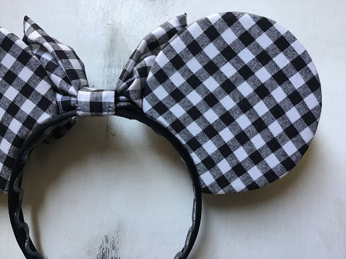 Black & White Buffalo Plaid Checkered Minnie Mouse | Etsy