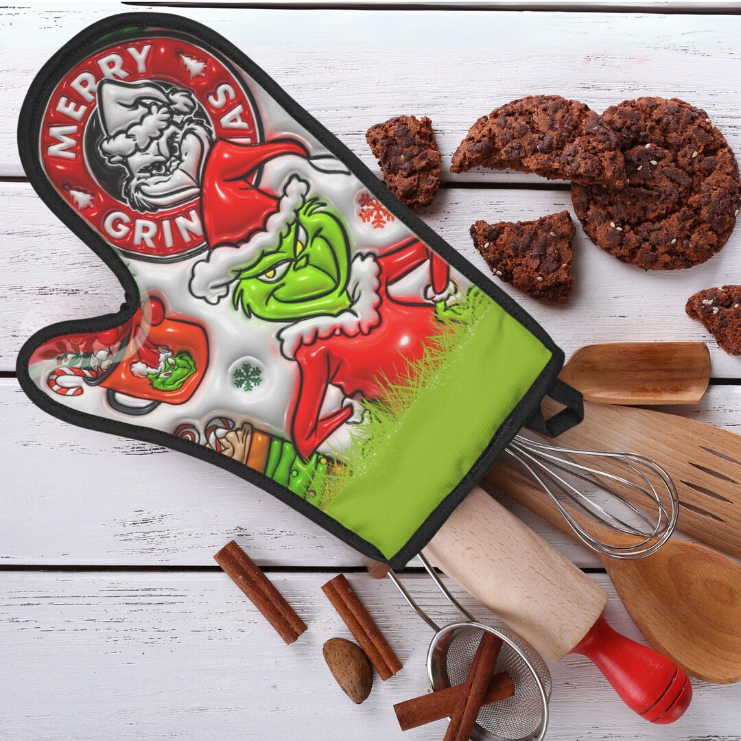3D Christmas Oven Mitt, Grinch Fun Kitchen Gift, Home Gift, Grinch ...