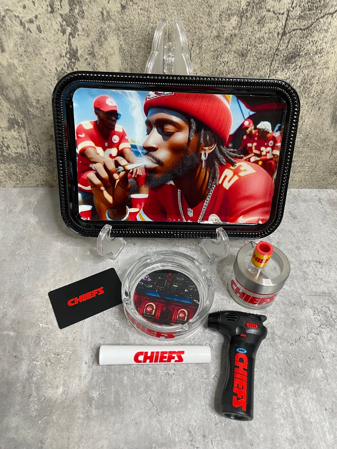 KC Chiefs Rolling Tray Set F - Etsy