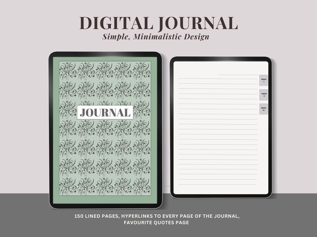 Digital Journal, Digital Diary, iPad Diary, Goodnotes, Journaling Green ...