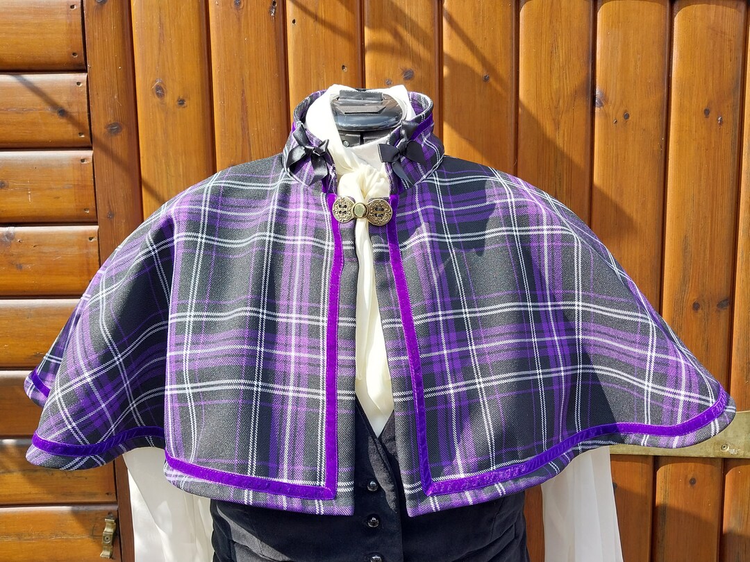Purple Tartan Cape Small Taffeta Lined Velvet Ribbon Satin Bow Trim ...