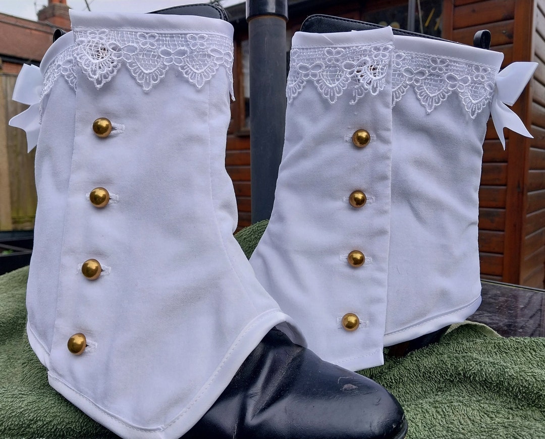 White Velvet Bridal Spats, Granny Boot Covers, Goth, Victorian ...