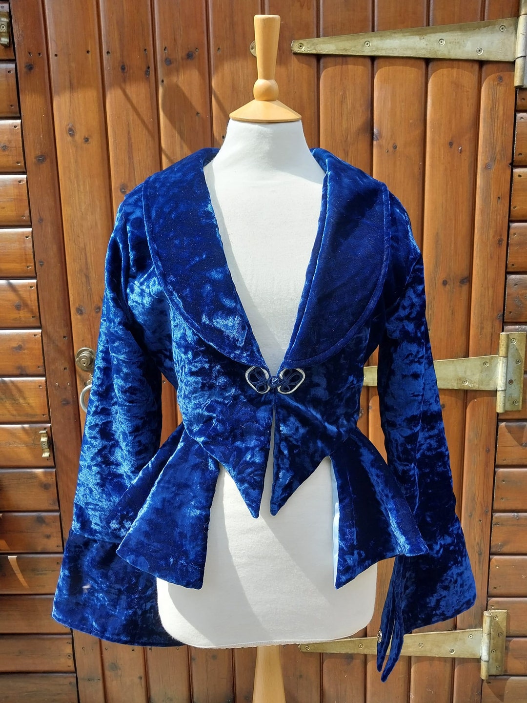 Blue Panne Velvet Jacket, Fitted Peplum Wedding Bridal Steampunk ...