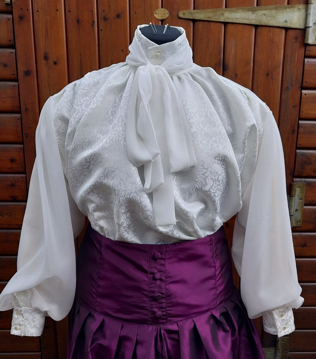 Ivory Brocade Cravat Shirt Goth Dandy Victorian Vampire Steampunk ...