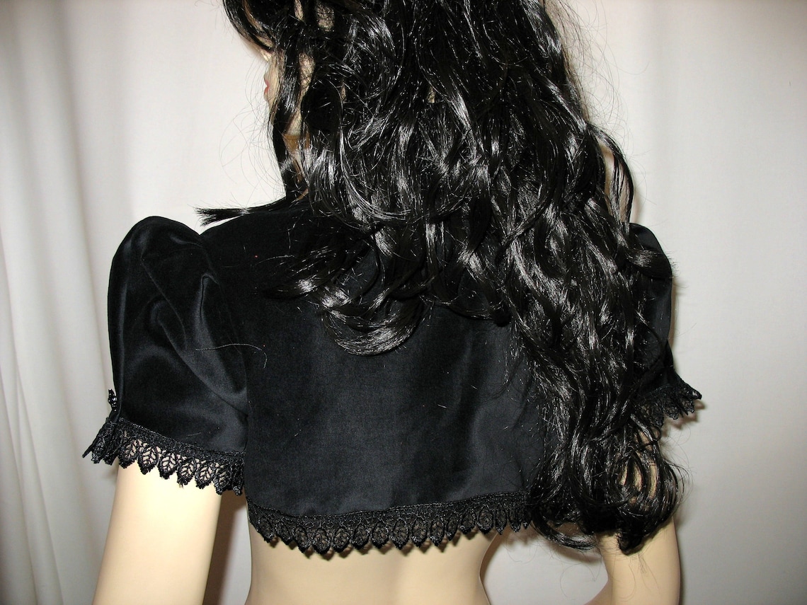 Victorian Velvet Puffed Sleeve Shrug Lace Trim Bolero Goth | Etsy
