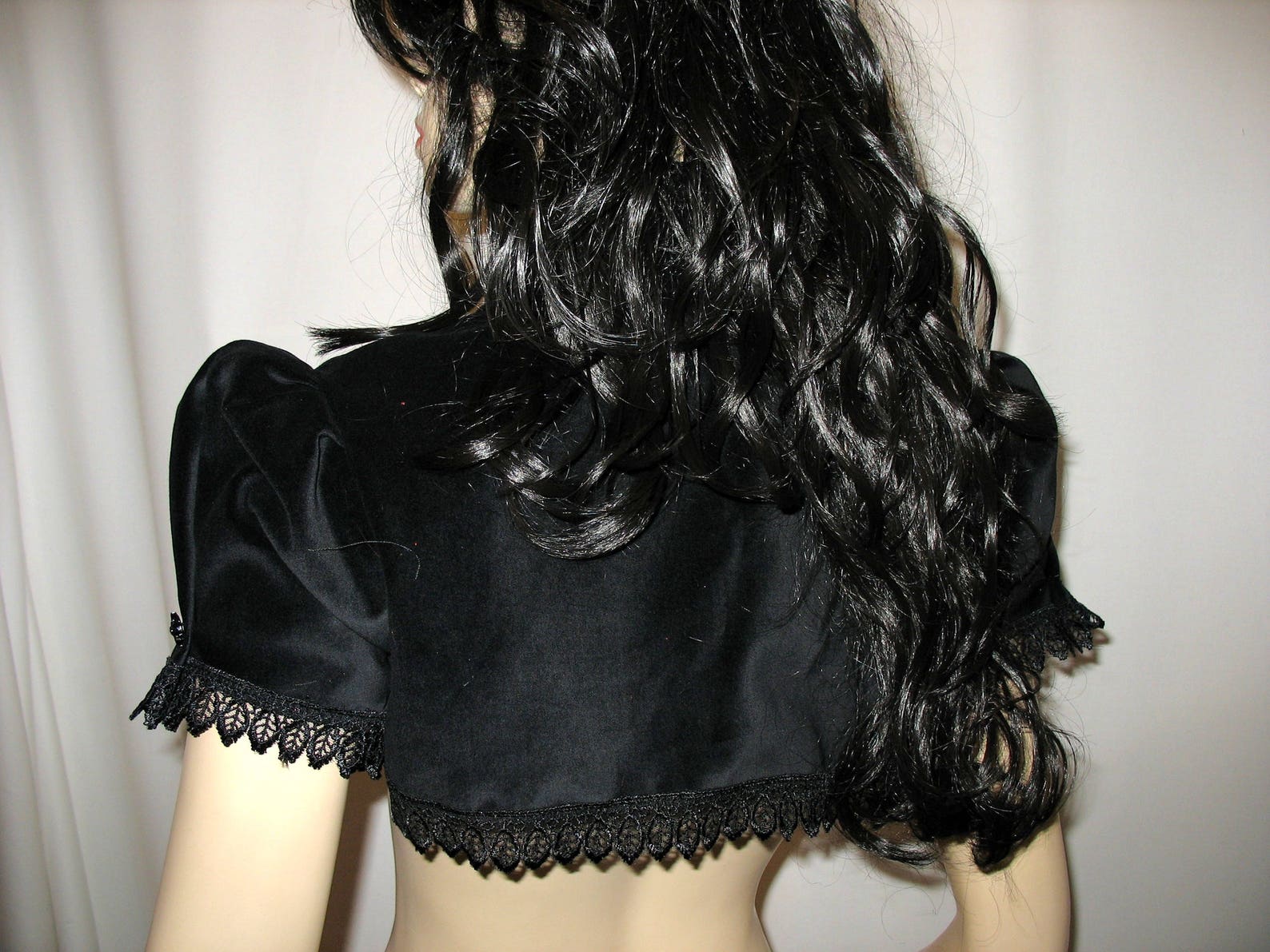 Victorian Velvet Puffed Sleeve Shrug Lace Trim Bolero Goth | Etsy