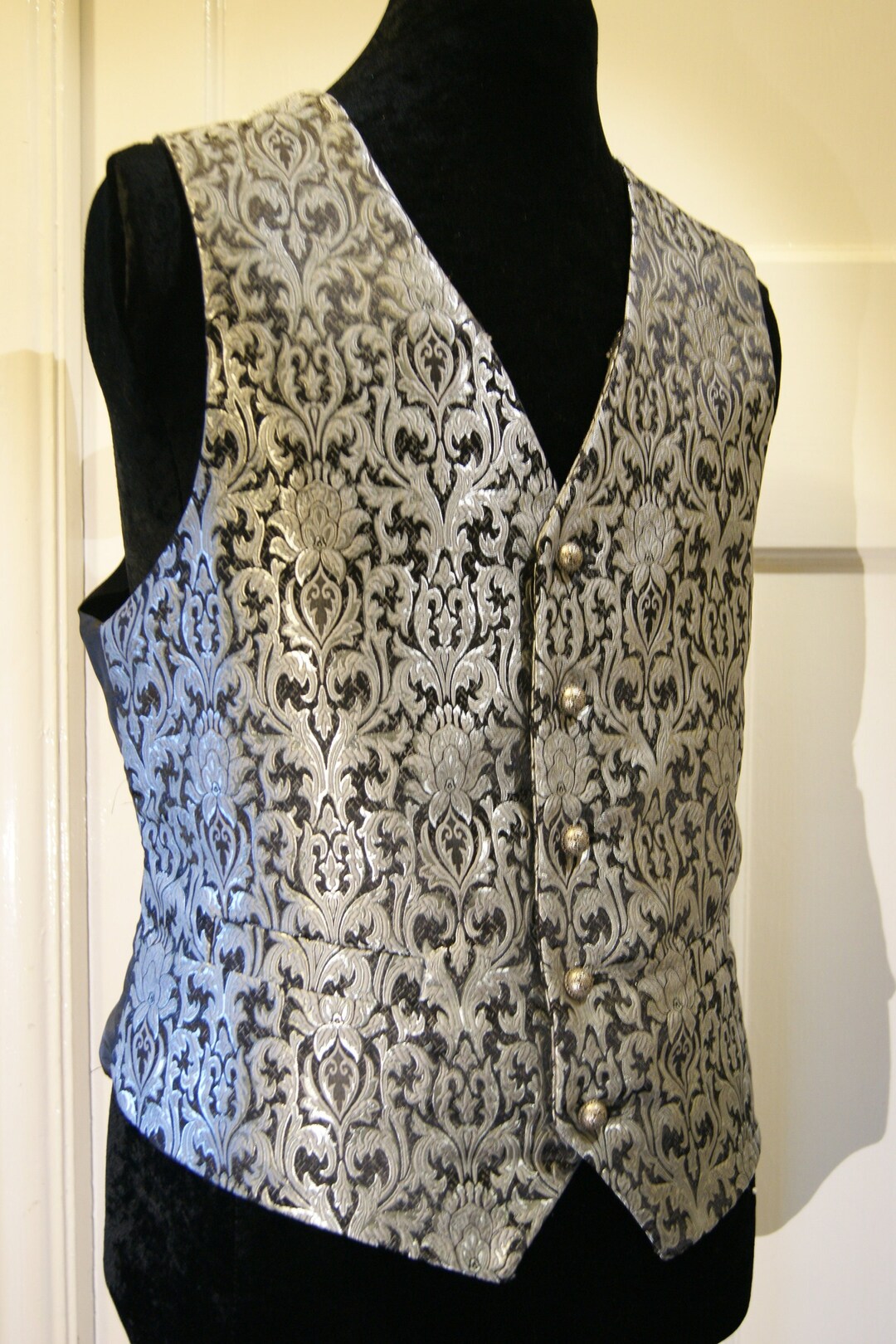 Steampunk Wedding, Whitby Goth, Waistcoat, Silver Brocade, Victorian ...