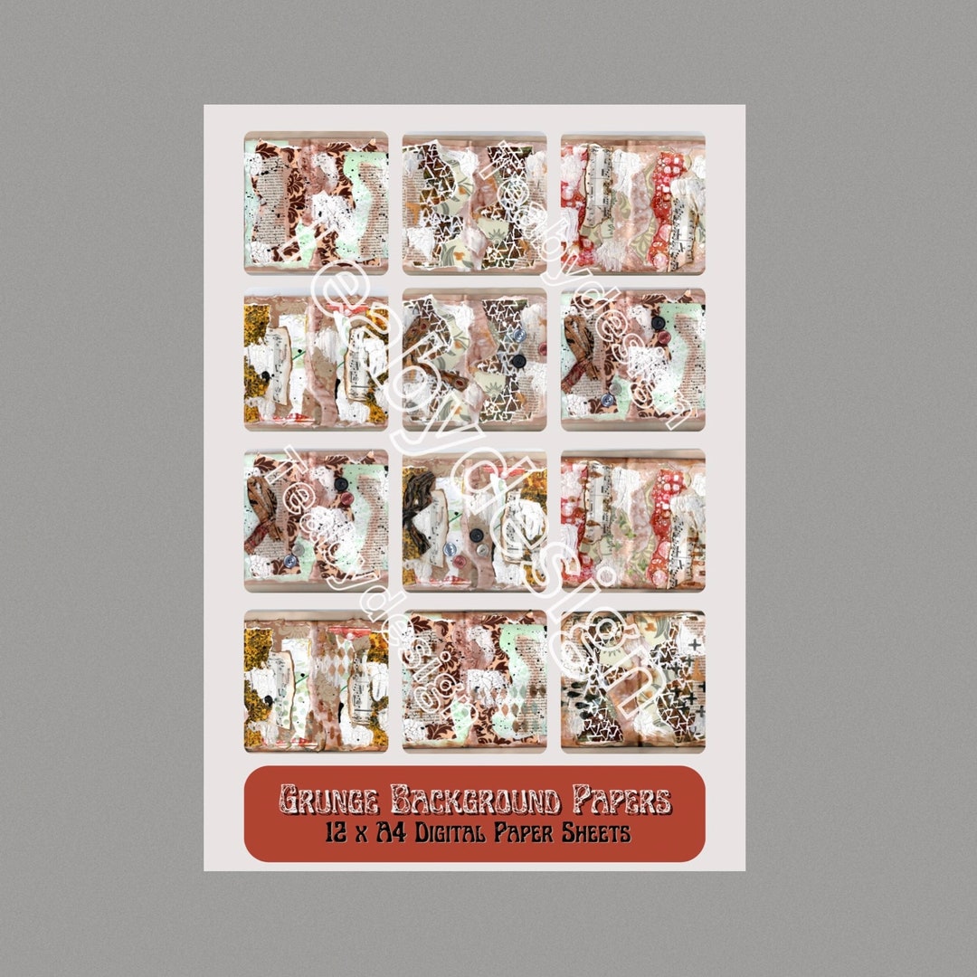 Grunge Digital Download Background Sheets Set 12 X A4 Mixed - Etsy
