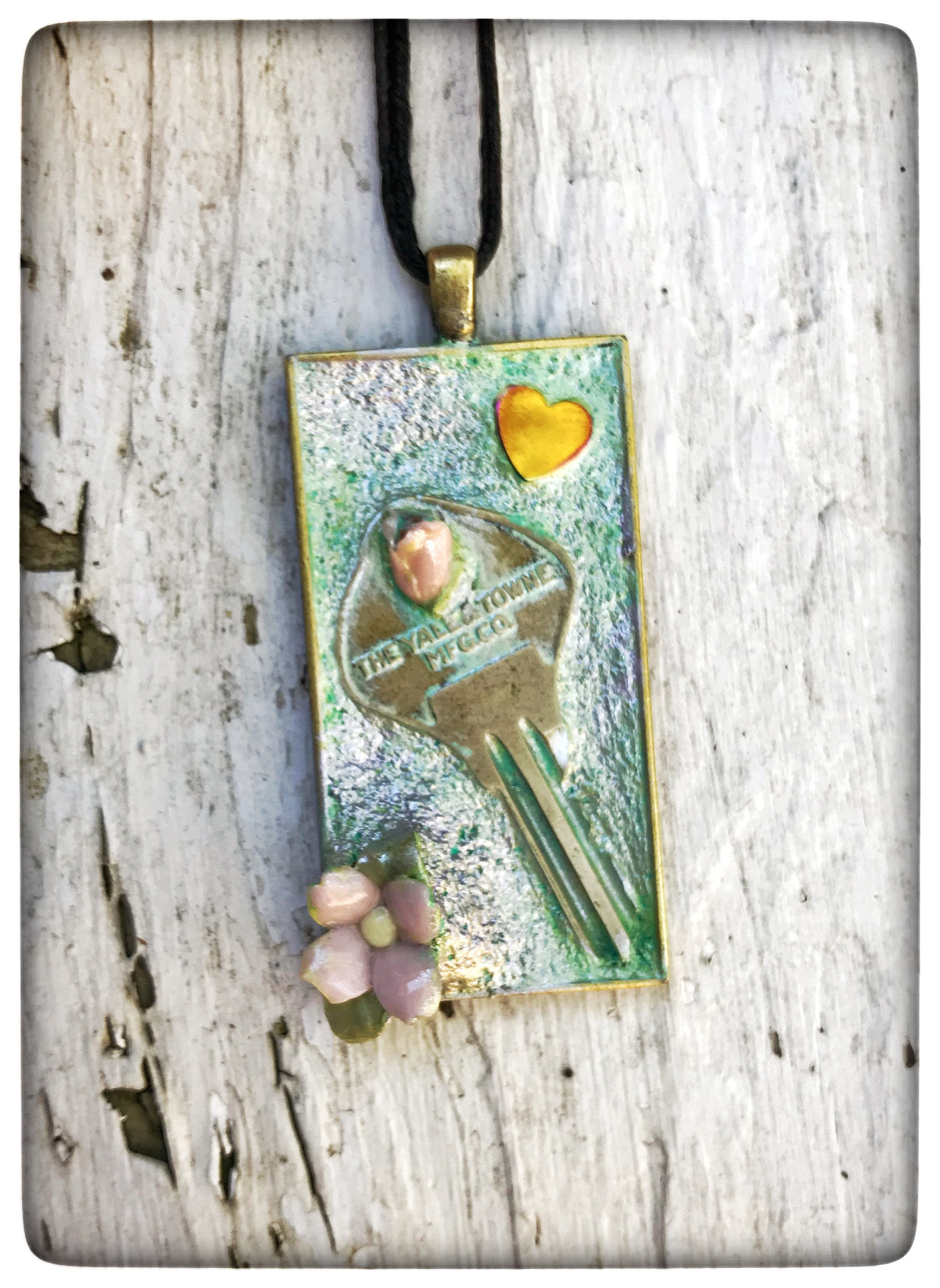 Mosaic jewelry key jewelry inspirational jewelry upcycled | Etsy