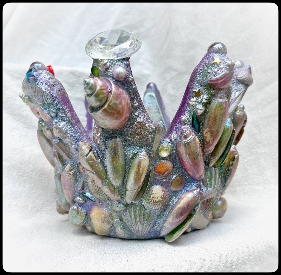 Decorative Seashell Planter, Crown Flower Pot, Mosaic Shell Indoor ...